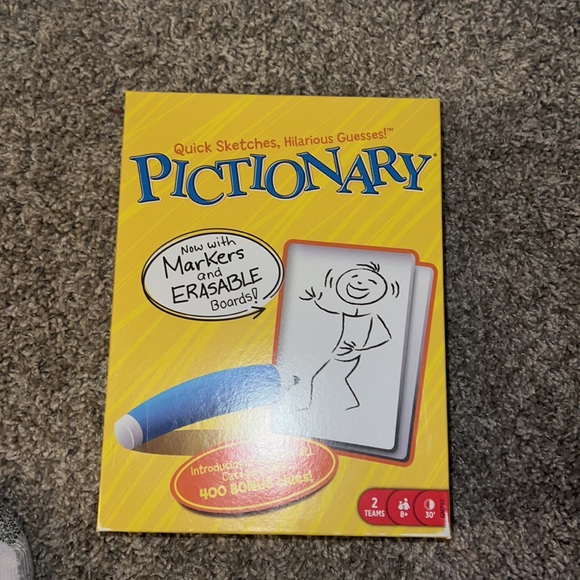 Mattel | Games | Pictionary Board Game For Family Night Quickdraw ...